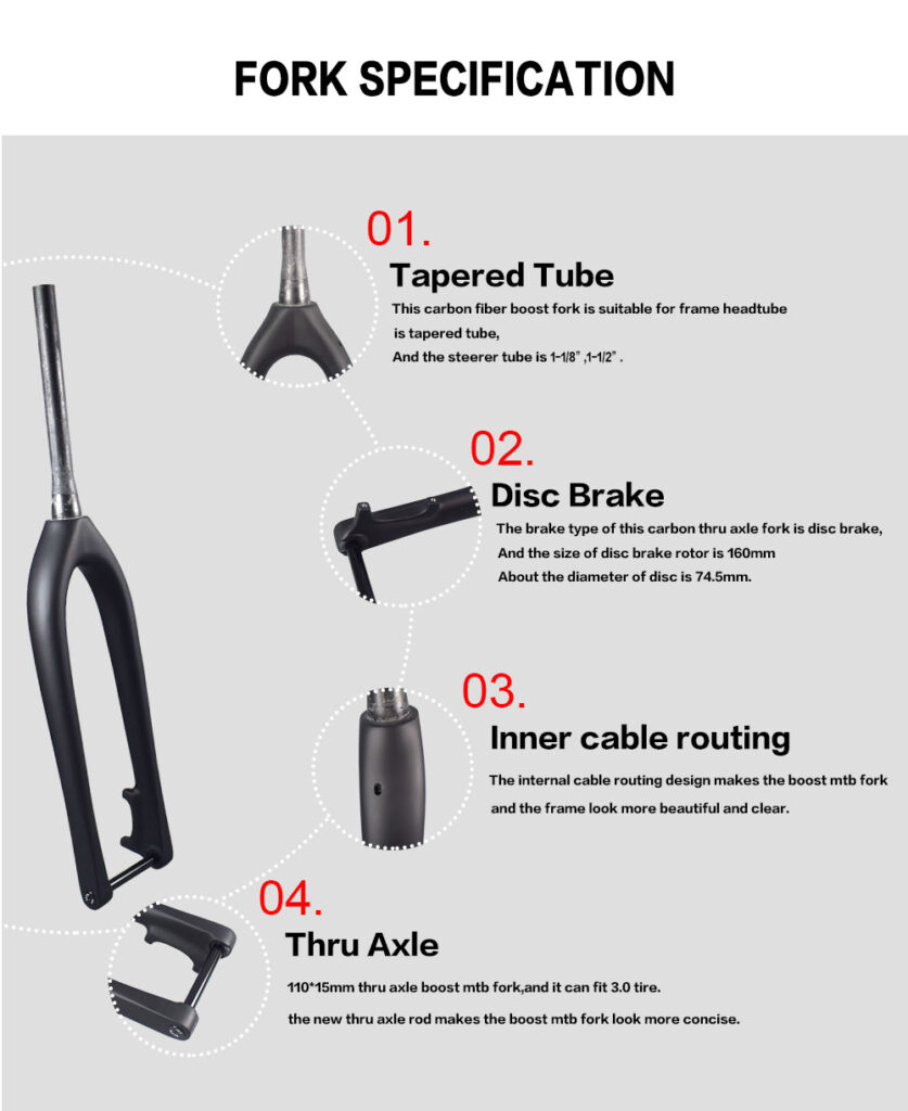 29ER BOOST 110*15mm Full Carbon Fiber MTB Fork UD High Quality Tapered ...