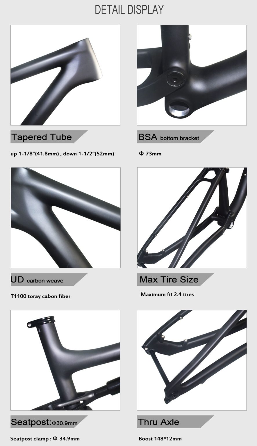 YFM059 Airwolf 29ER BOOST Carbon Mtb Frame 148*12mm Full Suspension ...