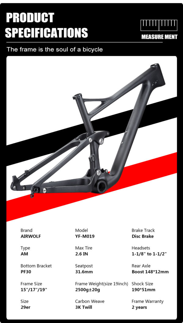 AIRWOLF 29ER Full Suspension MTB Mountain Bike Frame Enduro Downhill AM ...