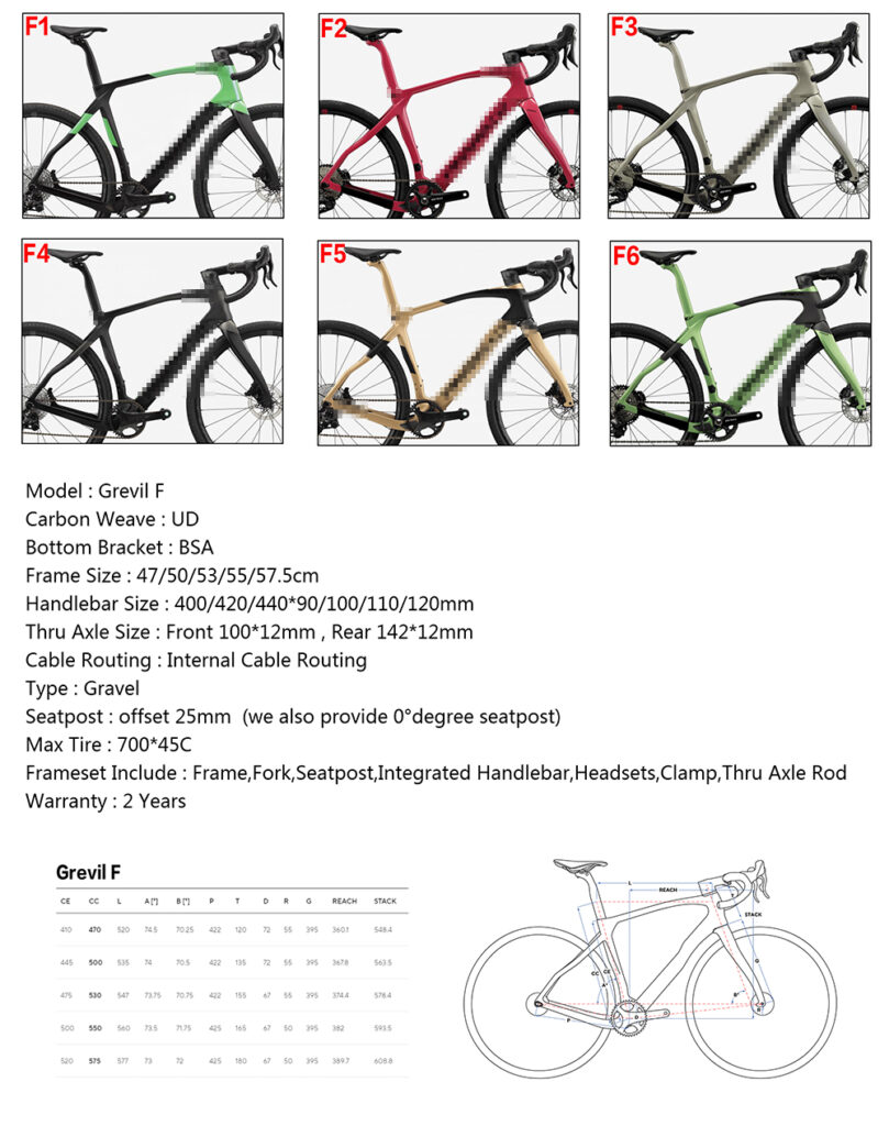 2024 New Grevil F Gravel Disc Road Frame 47/50/53/55/57.5cm High ...