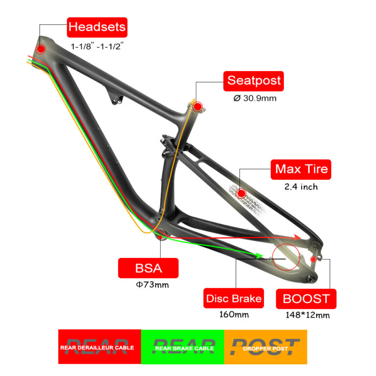 AIRWOLF 29ER T1100 Full Suspension Mountain Bike Frame Boost Thru Axle ...
