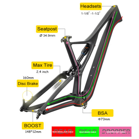 AIRWOLF 29ER Full Suspension Mountain Bike Frames BSA Carbon Frame ...